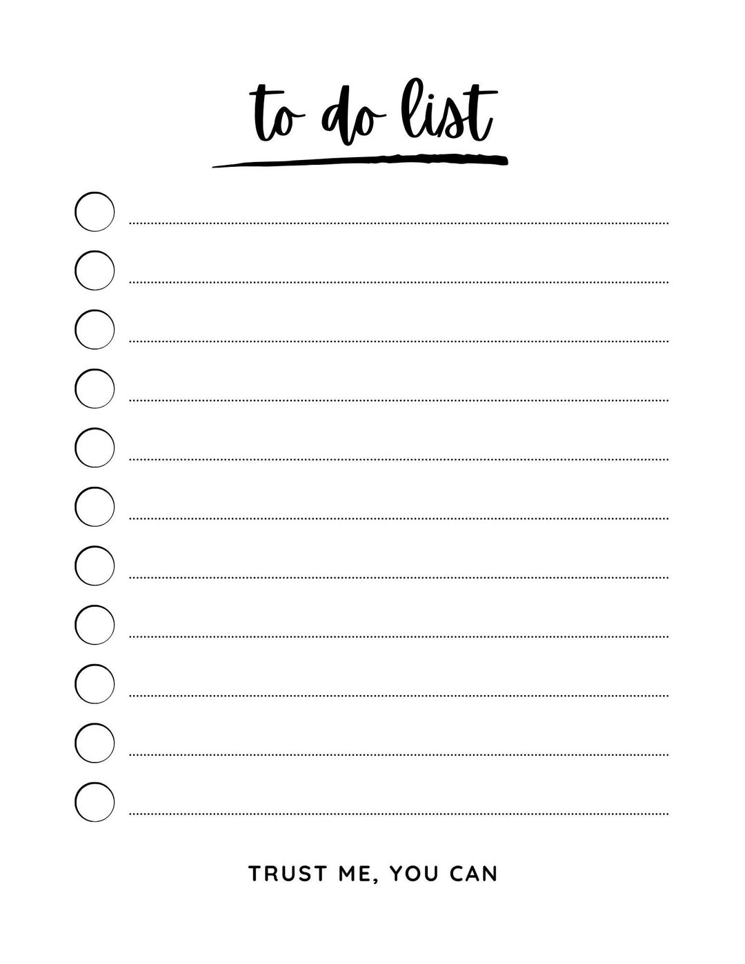 Printable to Do List, Downloadable to Do List, Daily Planner, Instant ...
