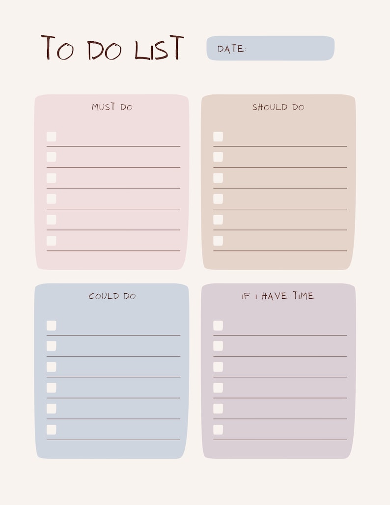 To Do List, Instant Download, Digital to Do List, Cute to Do List - Etsy