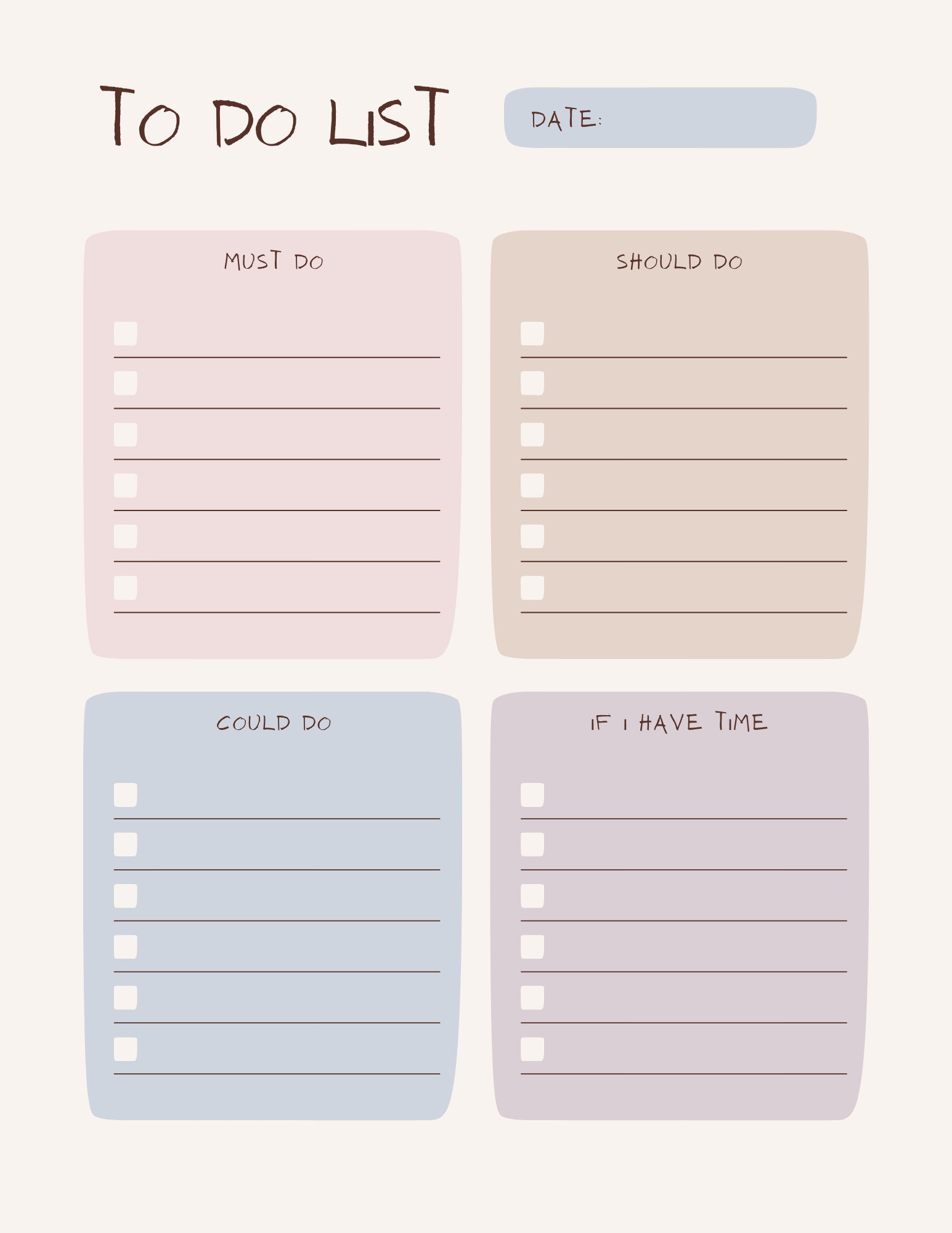 To Do List, Instant Download, Digital to Do List, Cute to Do List - Etsy
