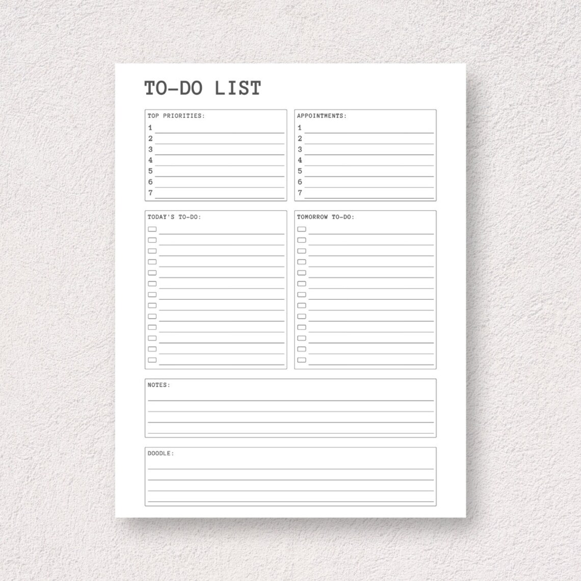 Simple To-do List, Digital To-do List, - Etsy