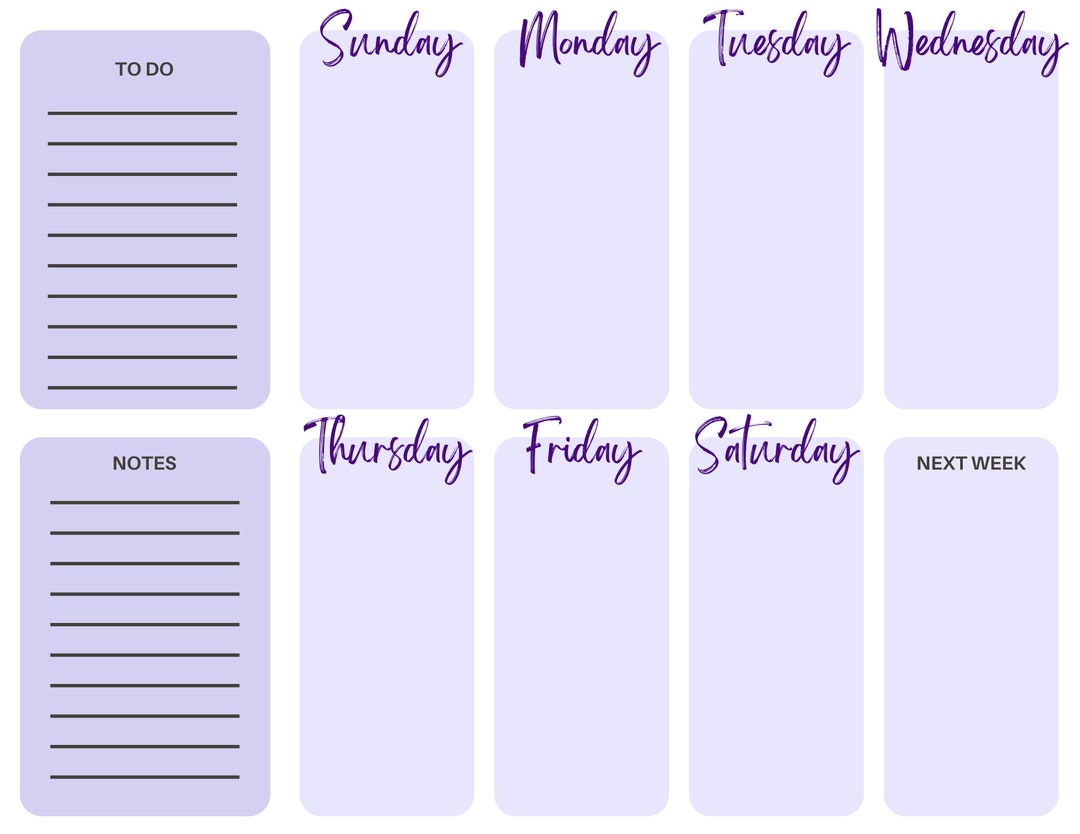 Weekly Planner, Printable, Download, Weekly Organizer, Digital Planner ...