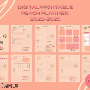 Peach Printable Planner 2023-2025 Planner Cute Digital - Etsy