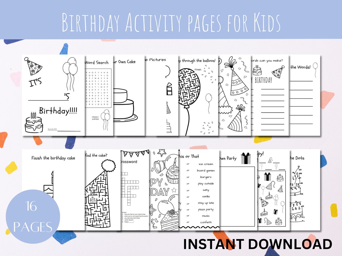 Birthday Activity Book for Kids Happy Birthday Coloring - Etsy