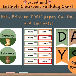 Woodland Class Birthday Chart, Student Birthday Display, Classroom ...