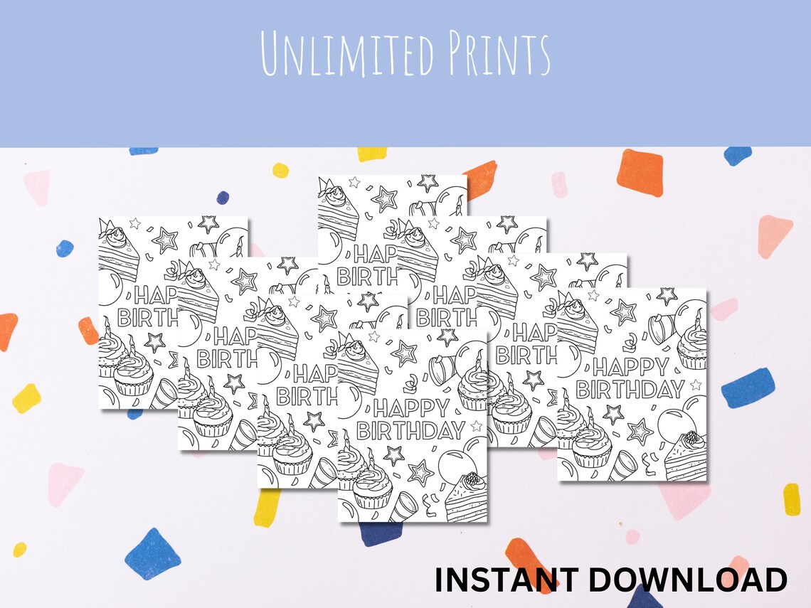 Birthday Activity Book for Kids Happy Birthday Coloring - Etsy