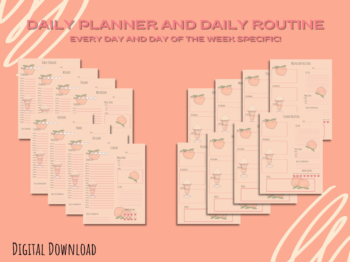 Peach Printable Planner, 2023-2025 Planner, Cute Digital Planner ...