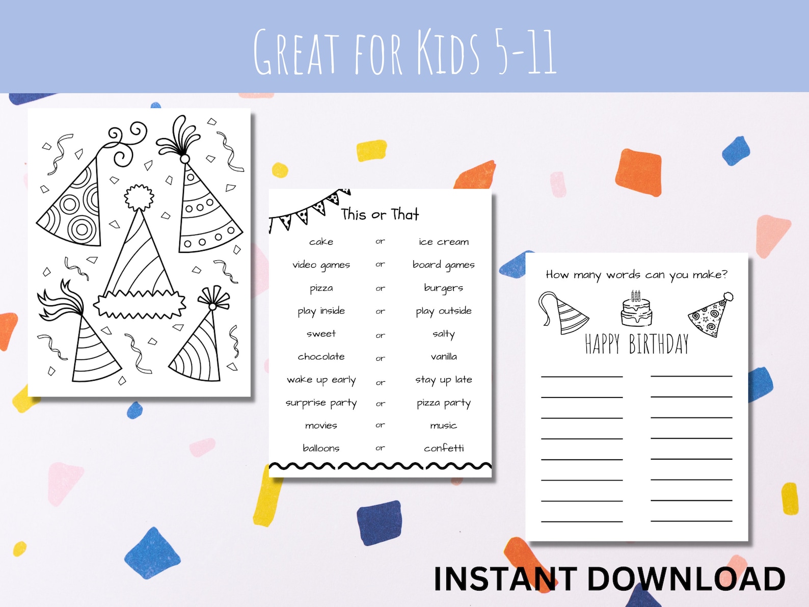 Birthday Activity Book for Kids Happy Birthday Coloring - Etsy