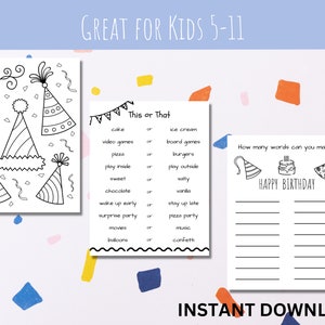 Birthday Activity Book for Kids, Happy Birthday Coloring Pages ...