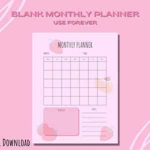 Strawberry Printable Planner, 2023-2025 Planner, Cute Digital Planner ...
