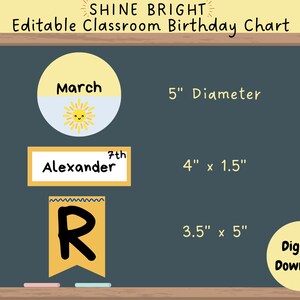Shine Bright Class Birthday Chart, Student Birthday Display, Classroom ...