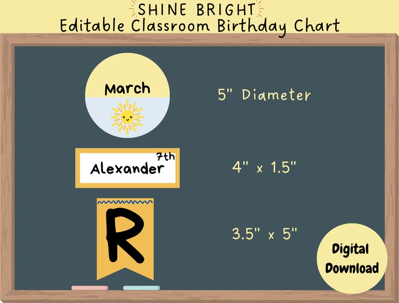Shine Bright Class Birthday Chart, Student Birthday Display, Classroom ...
