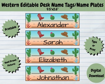 Geometric Classroom Name Tags & Name Plates for Students, Editable ...