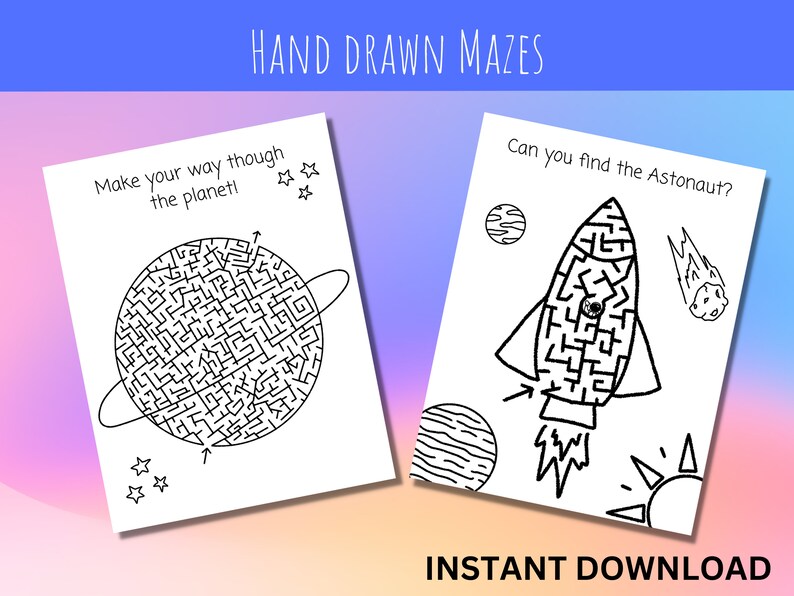 Space Activity Book for Kids, Birthday Activity Pages, Kid's Party Game ...