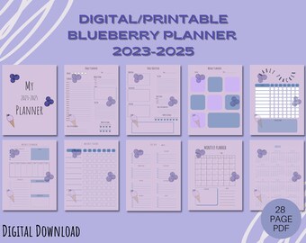 Strawberry Printable Planner, 2023-2025 Planner, Cute Digital Planner ...