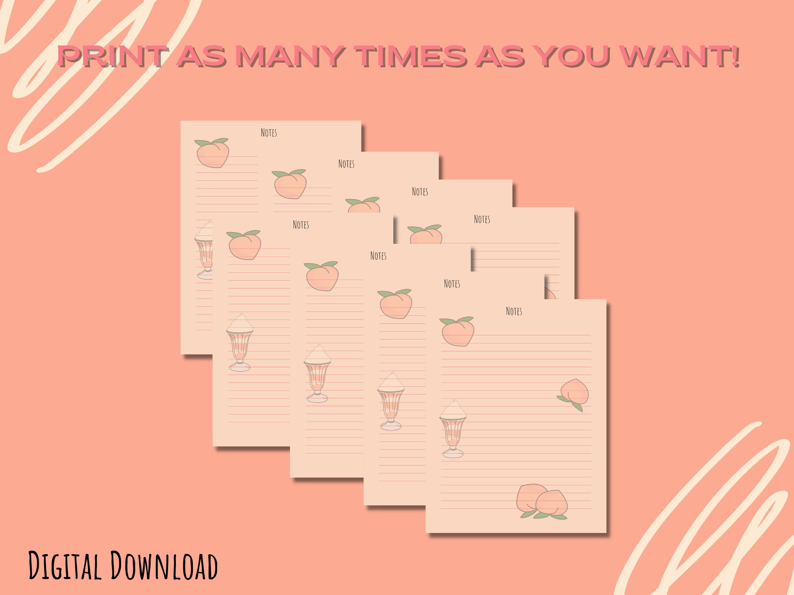 Peach Printable Planner, 2023-2025 Planner, Cute Digital Planner ...