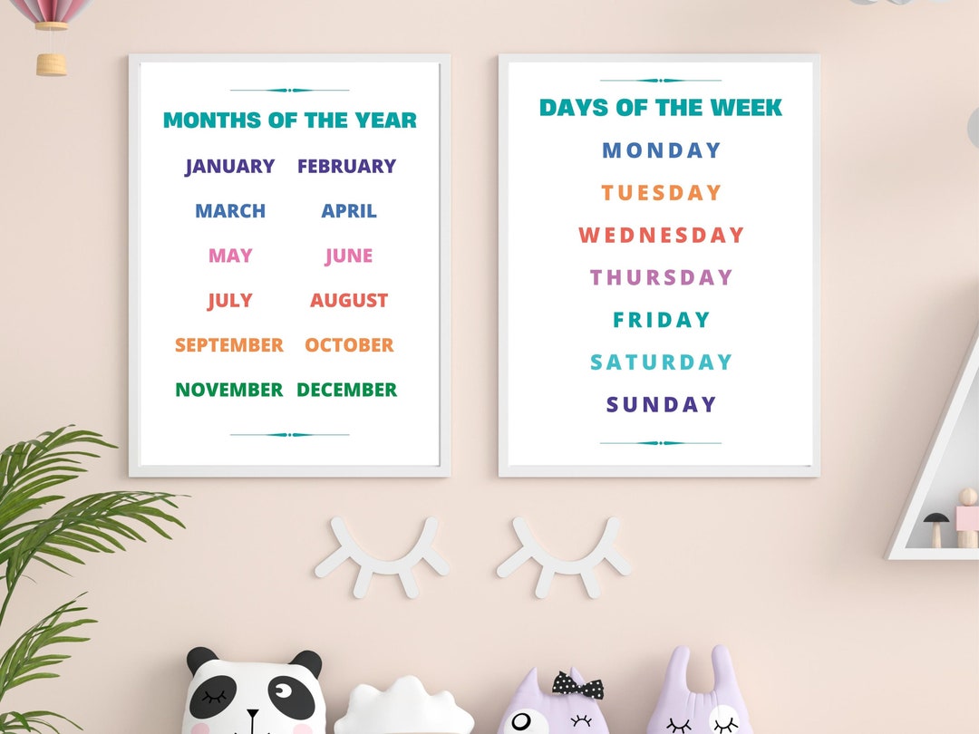 Set of Two, Montessori, Nursery Wall Art, Classroom Decor, Educational ...
