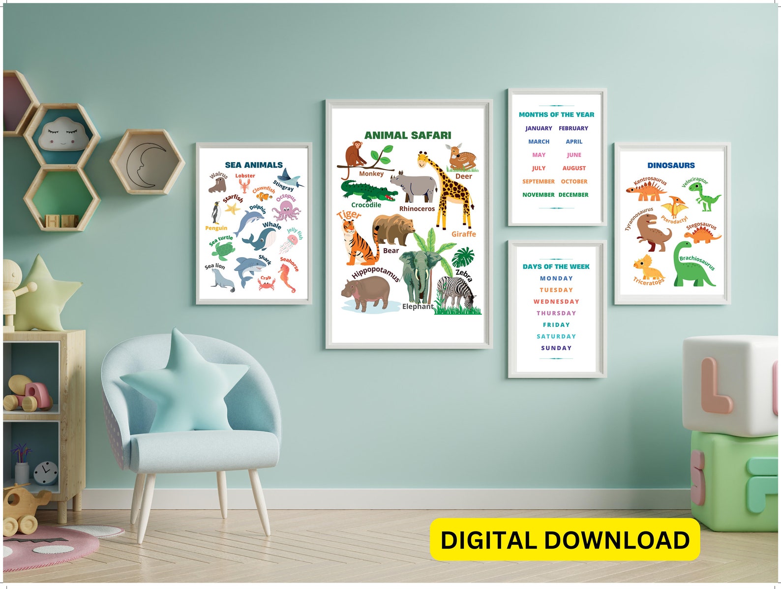 Set of 3 Printable Montessori Nursery Wall Art Classroom Decor ...