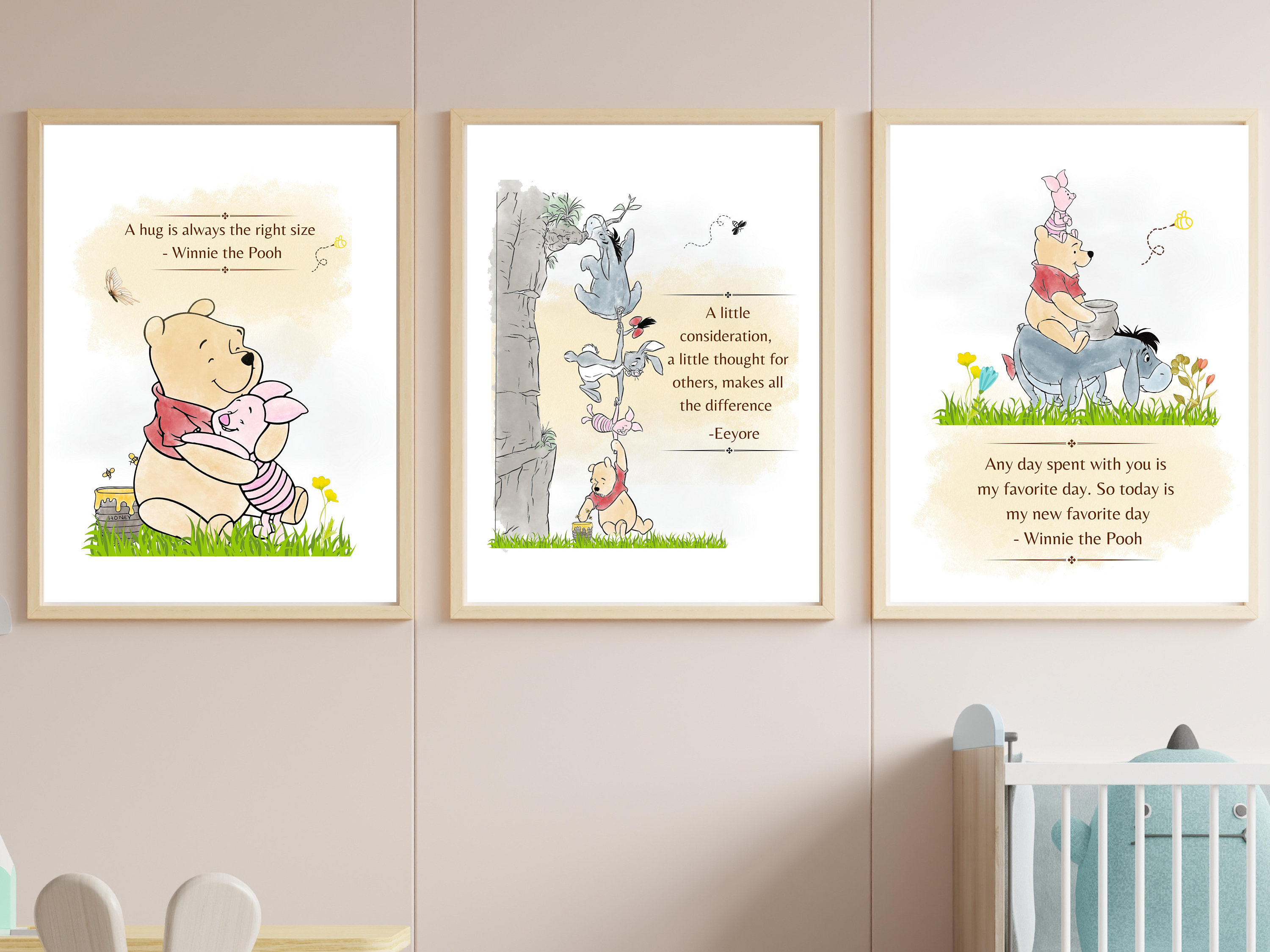 Set of 3 Classic Winnie-the-pooh Inspirational Quote Art Nursery Wall ...