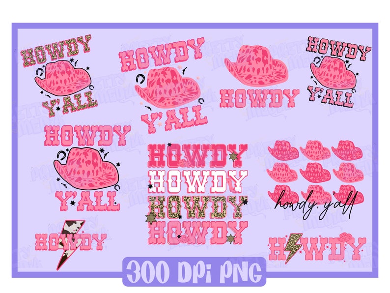 Howdy Yall Pink Cowboy PNG Howdy Png Pink Leopard Print - Etsy