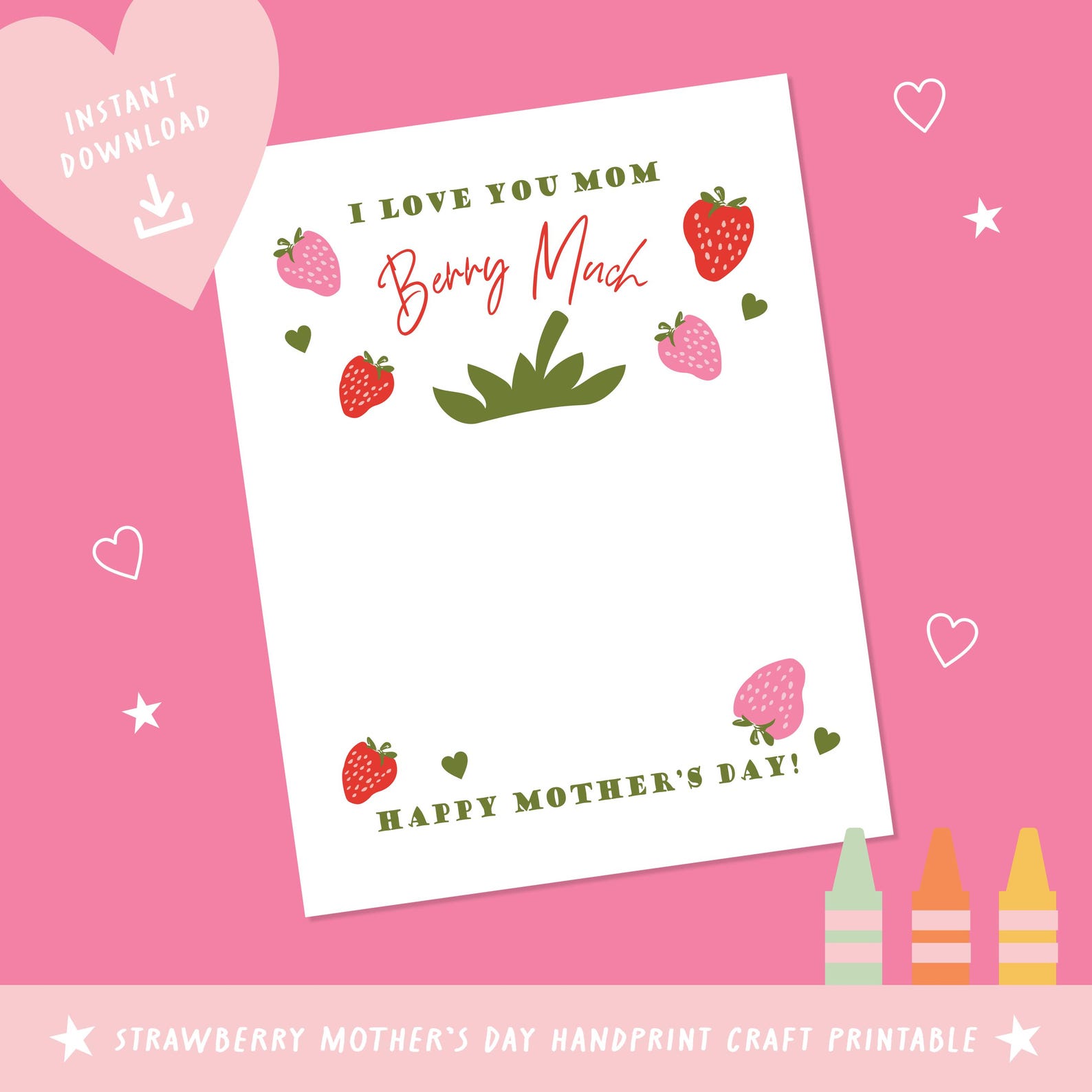 Mother's Day Handprint Craft Keepsake | Cute Strawberry Mother's Day ...