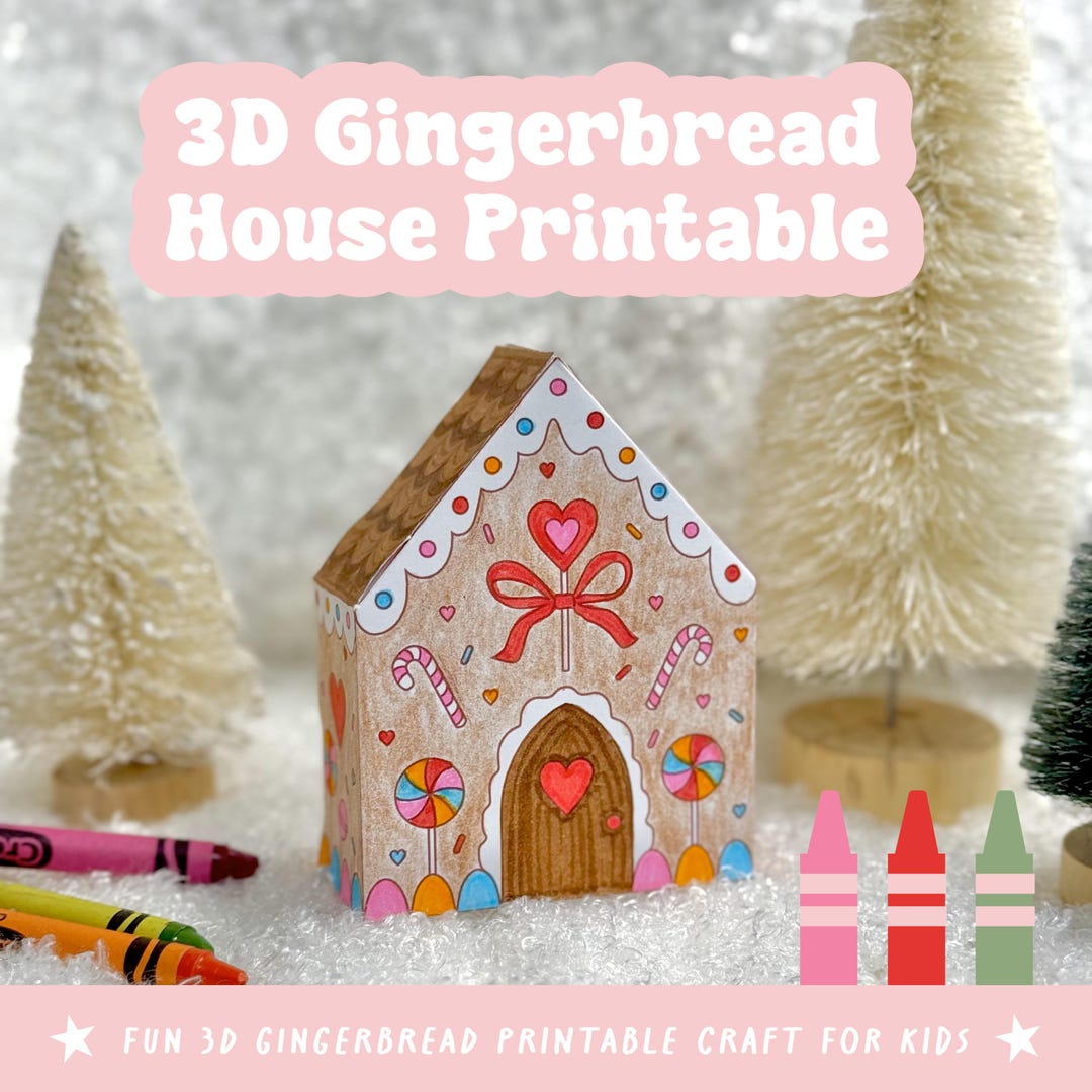 3D Christmas Gingerbread House Printable Craft for Kids, Christmas ...