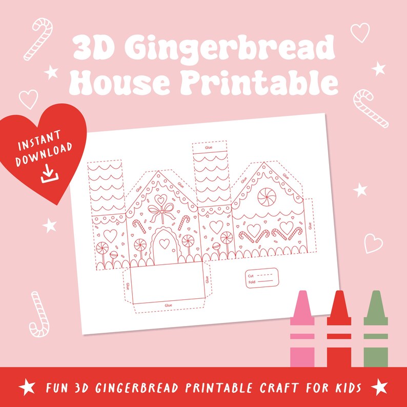 3D Christmas Gingerbread House Printable Craft for Kids, Christmas ...