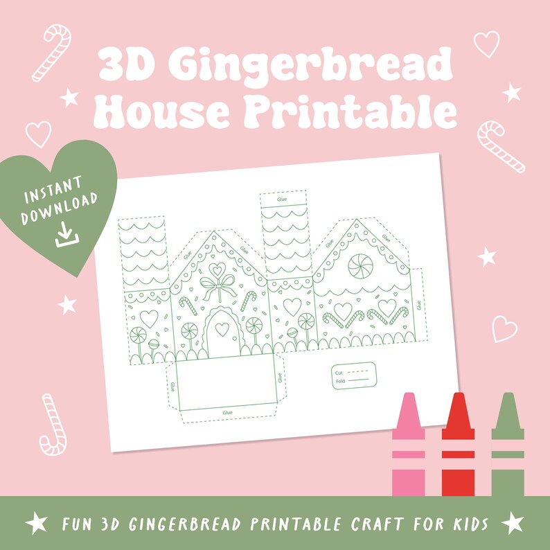 3D Christmas Gingerbread House Printable Craft for Kids, Christmas ...