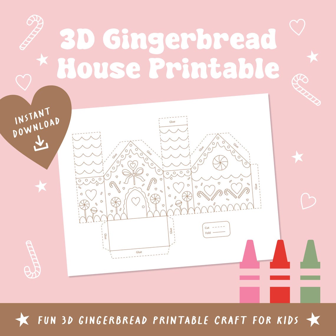 3D Christmas Gingerbread House Printable Craft for Kids, Christmas ...