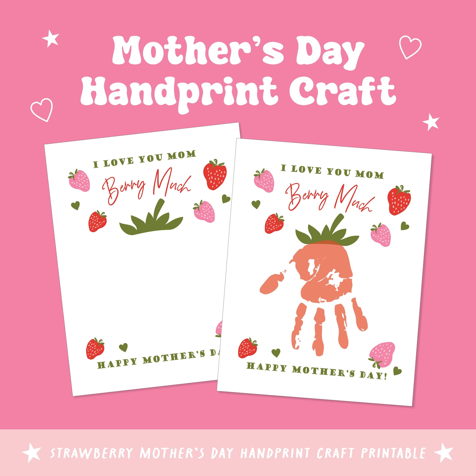 Mother's Day Handprint Craft Keepsake | Cute Strawberry Mother's Day ...