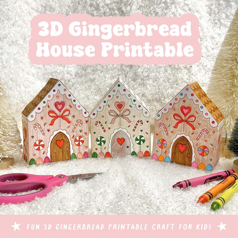 3D Christmas Gingerbread House Printable Craft for Kids, Christmas ...