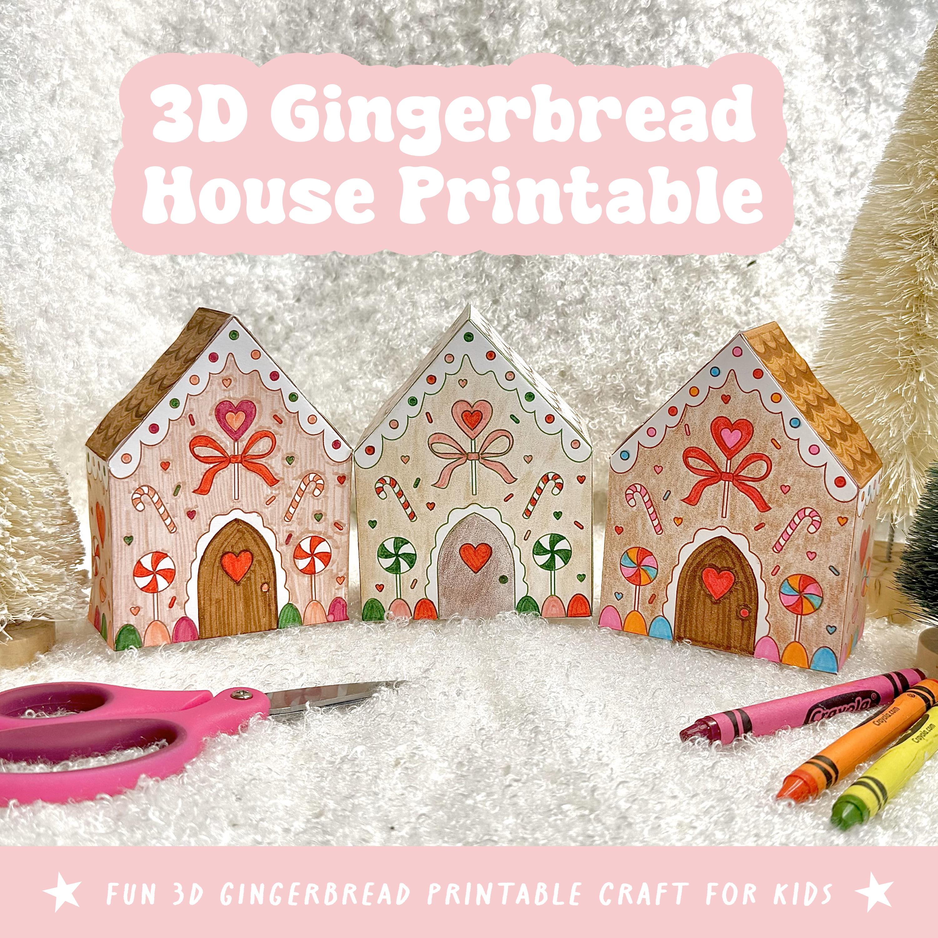3D Christmas Gingerbread House Printable Craft for Kids, Christmas ...