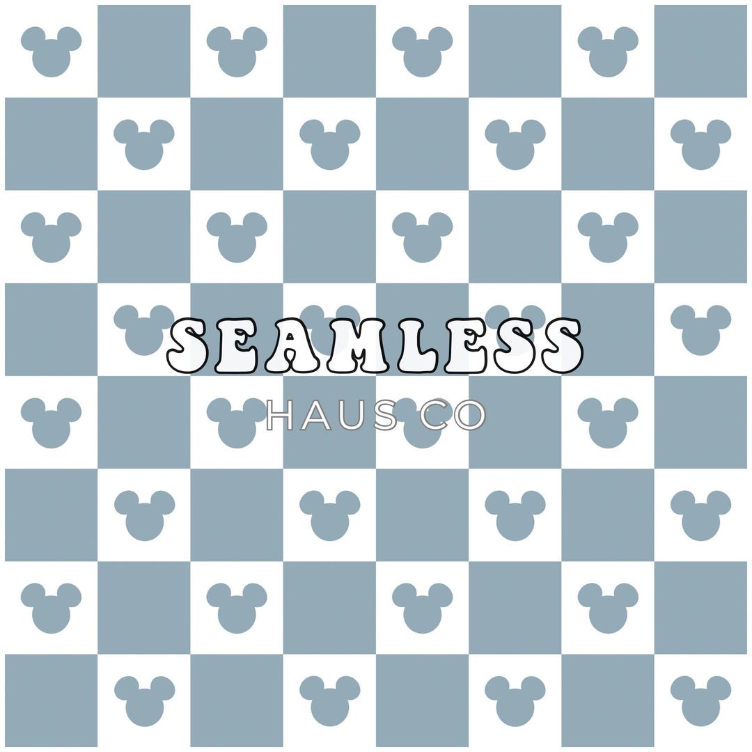 Dusty Blue Checkered Mickey Seamless Pattern - Etsy