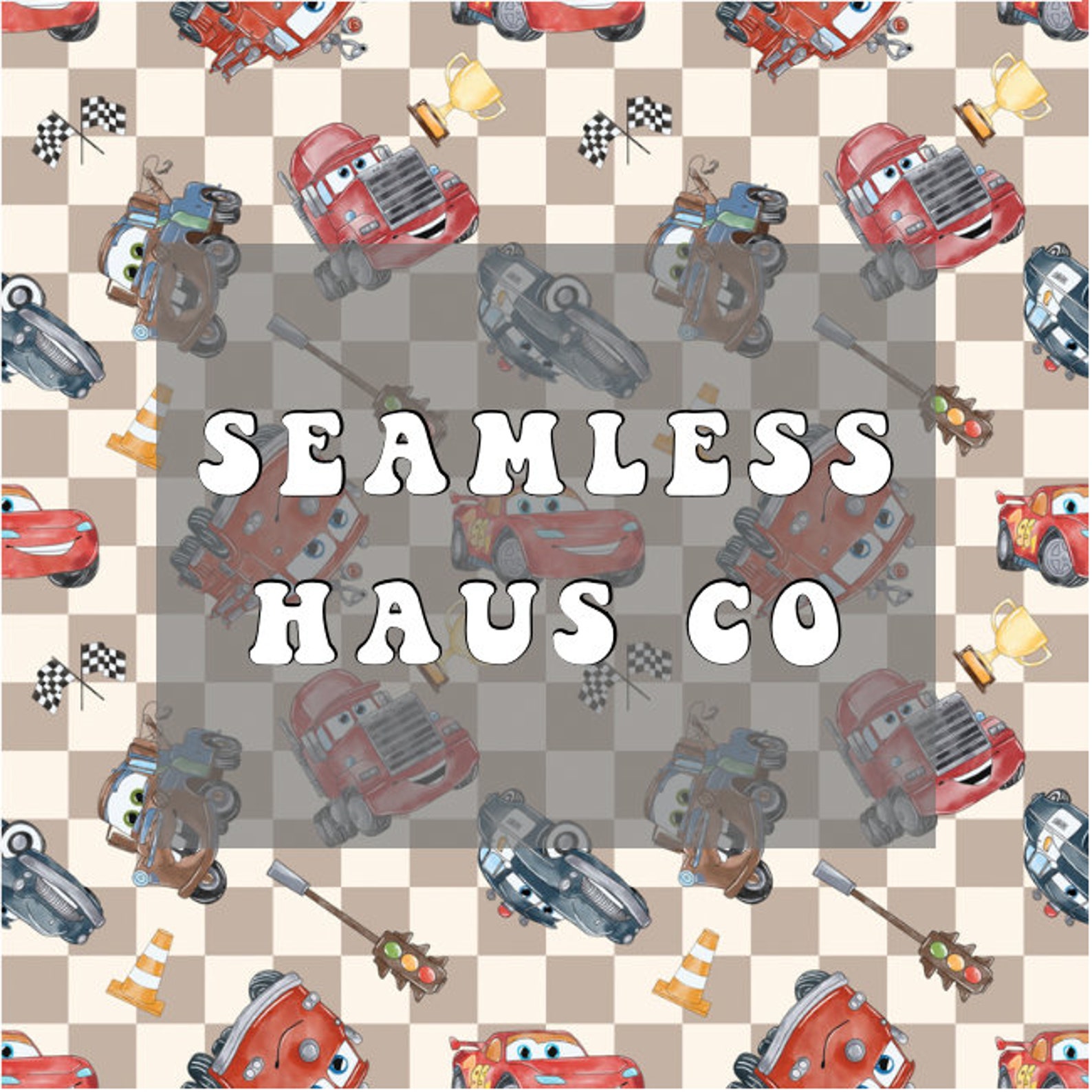 Neutral Checkered Race Car Seamless Pattern - Etsy
