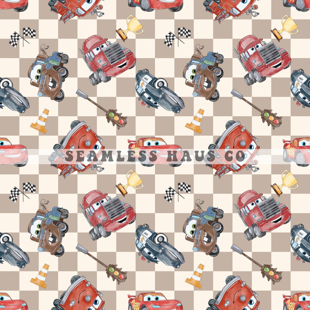 Neutral Checkered Race Car Seamless Pattern - Etsy