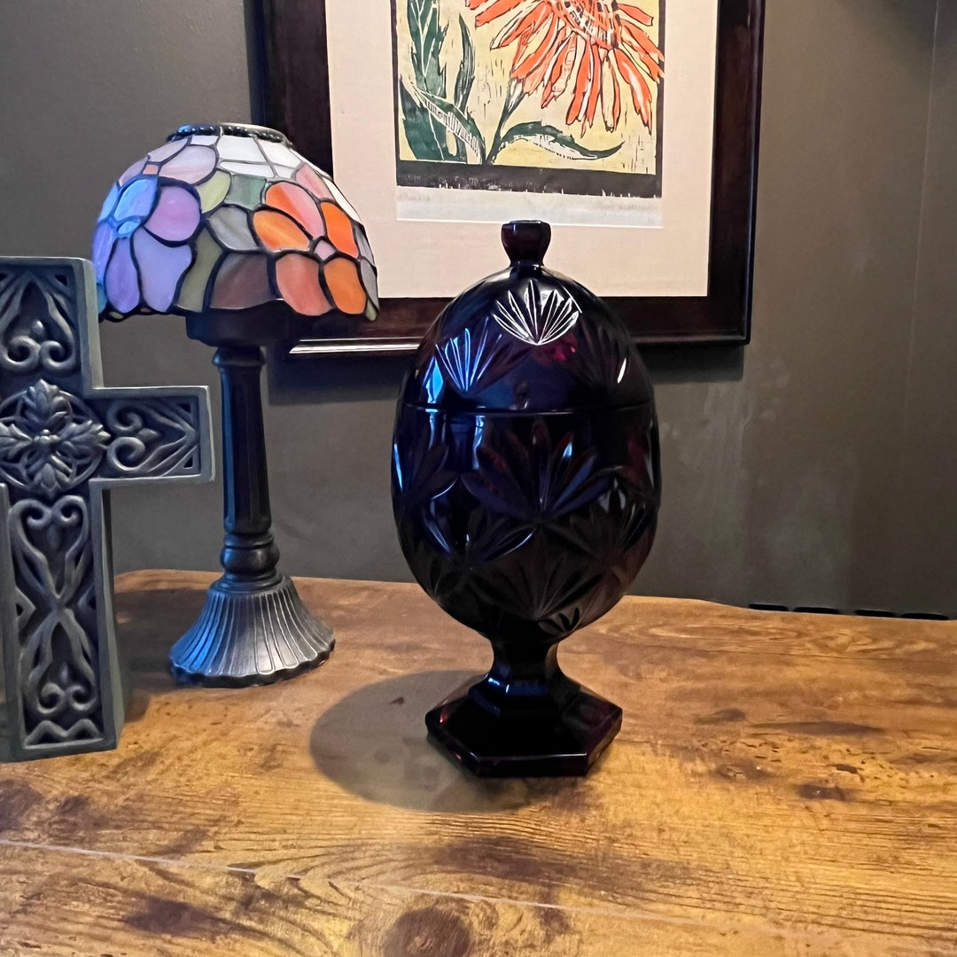 Ruby Red Luminarc Egg Shaped Candy Dish - Etsy