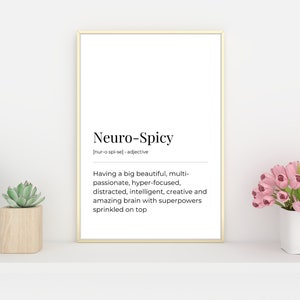 Neuro-spicy Definition Poster, Neurodivergent Print, Autism Quote ...