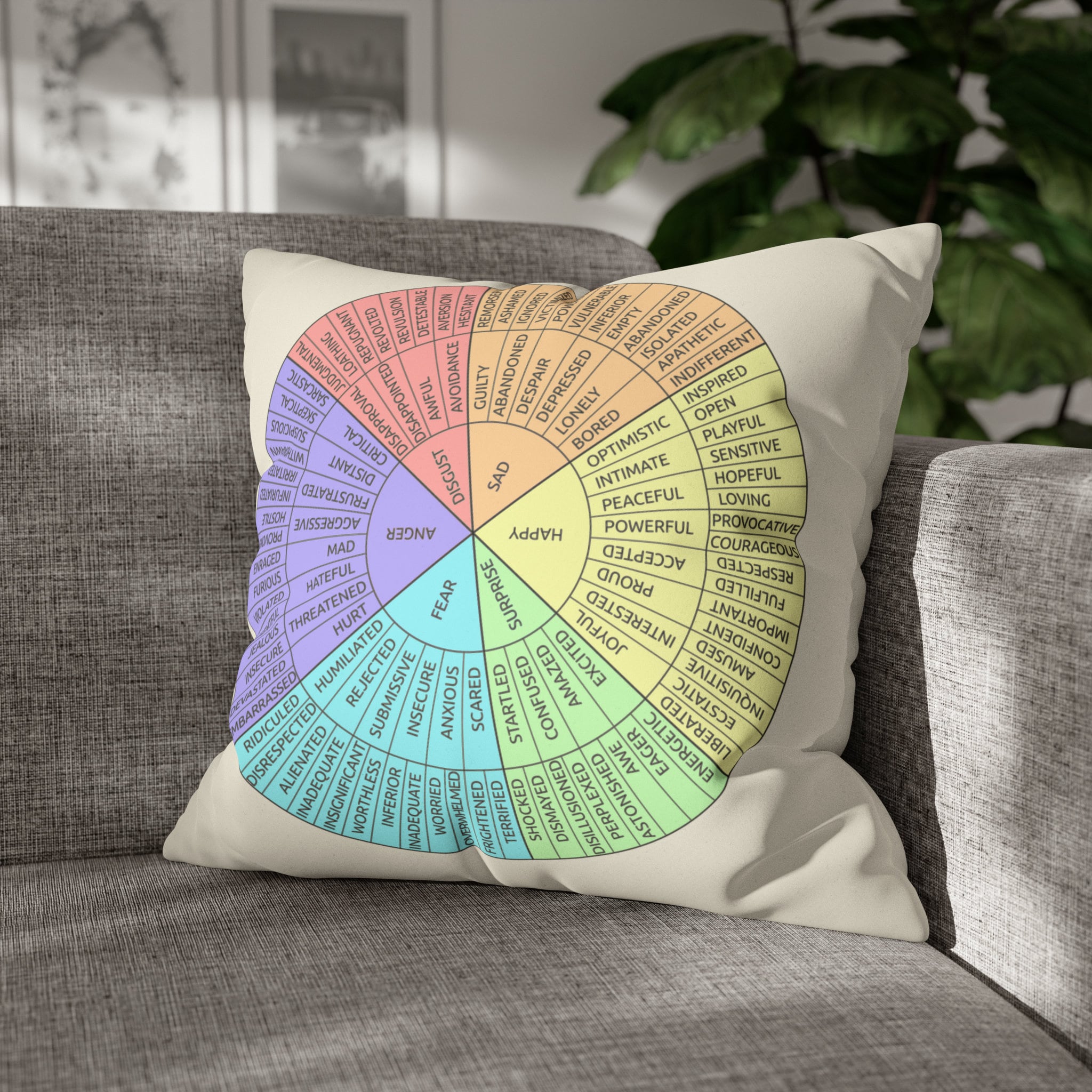 Feelings Wheel Pillow, Emotion Wheel Pillow, Therapist Pillow ...