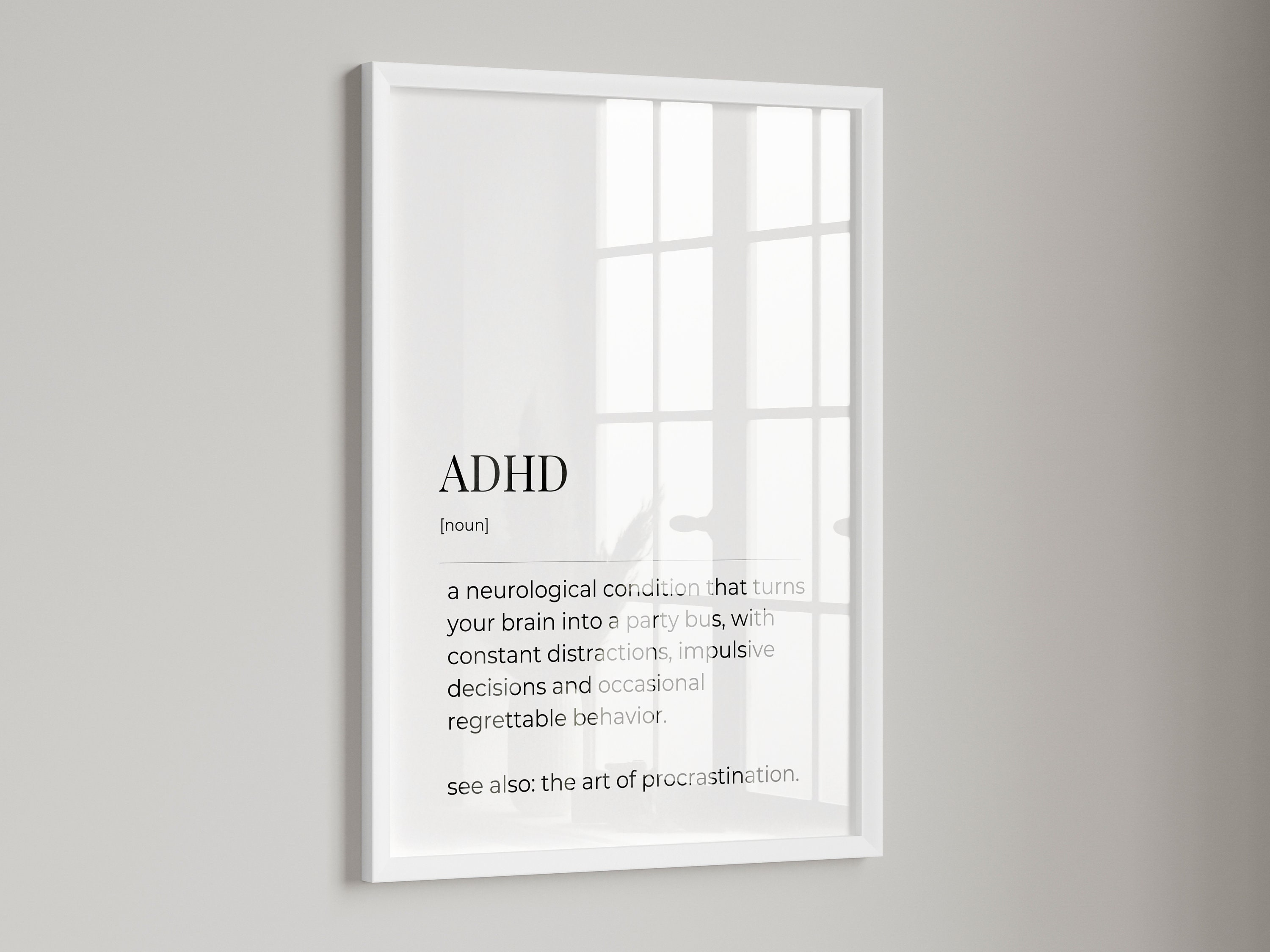ADHD Definition Poster, Neurodivergent Print, Neurodiversity Wall Art ...