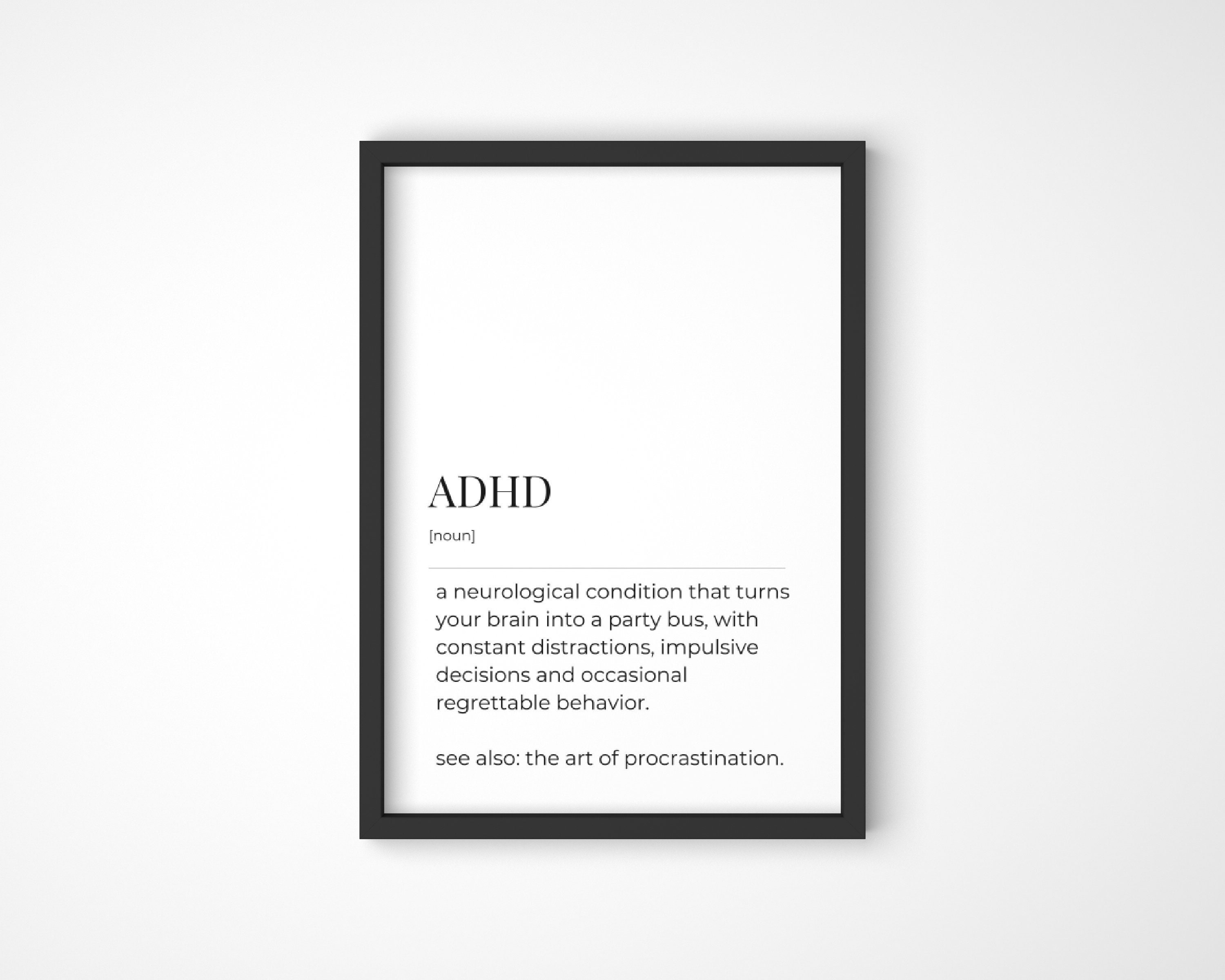 ADHD Definition Poster, Neurodivergent Print, Neurodiversity Wall Art ...