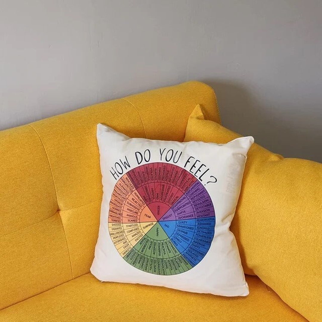 How Do You Feel? Pillow, Emotion Wheel Pillow, Therapist Pillow ...