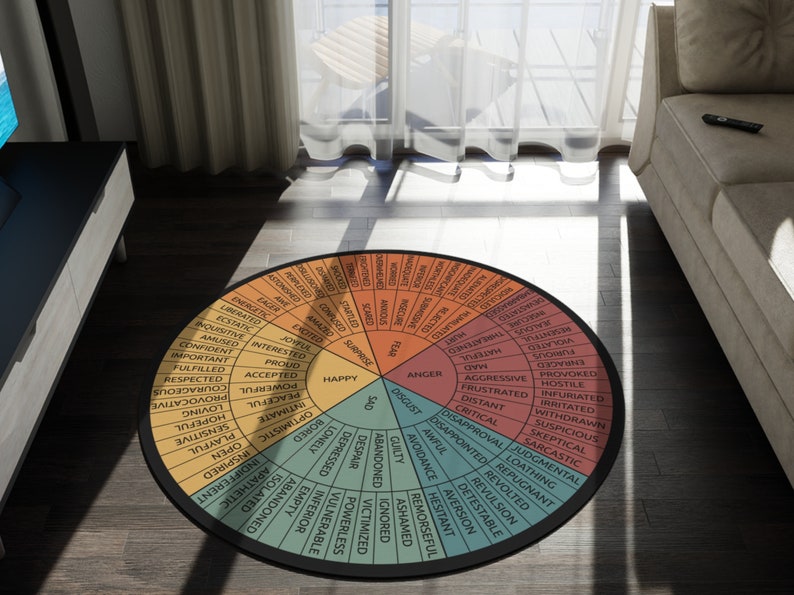 Feelings Rug, Emotion Wheel Rug, Therapist Decor, Feelings Wheel, Wheel ...