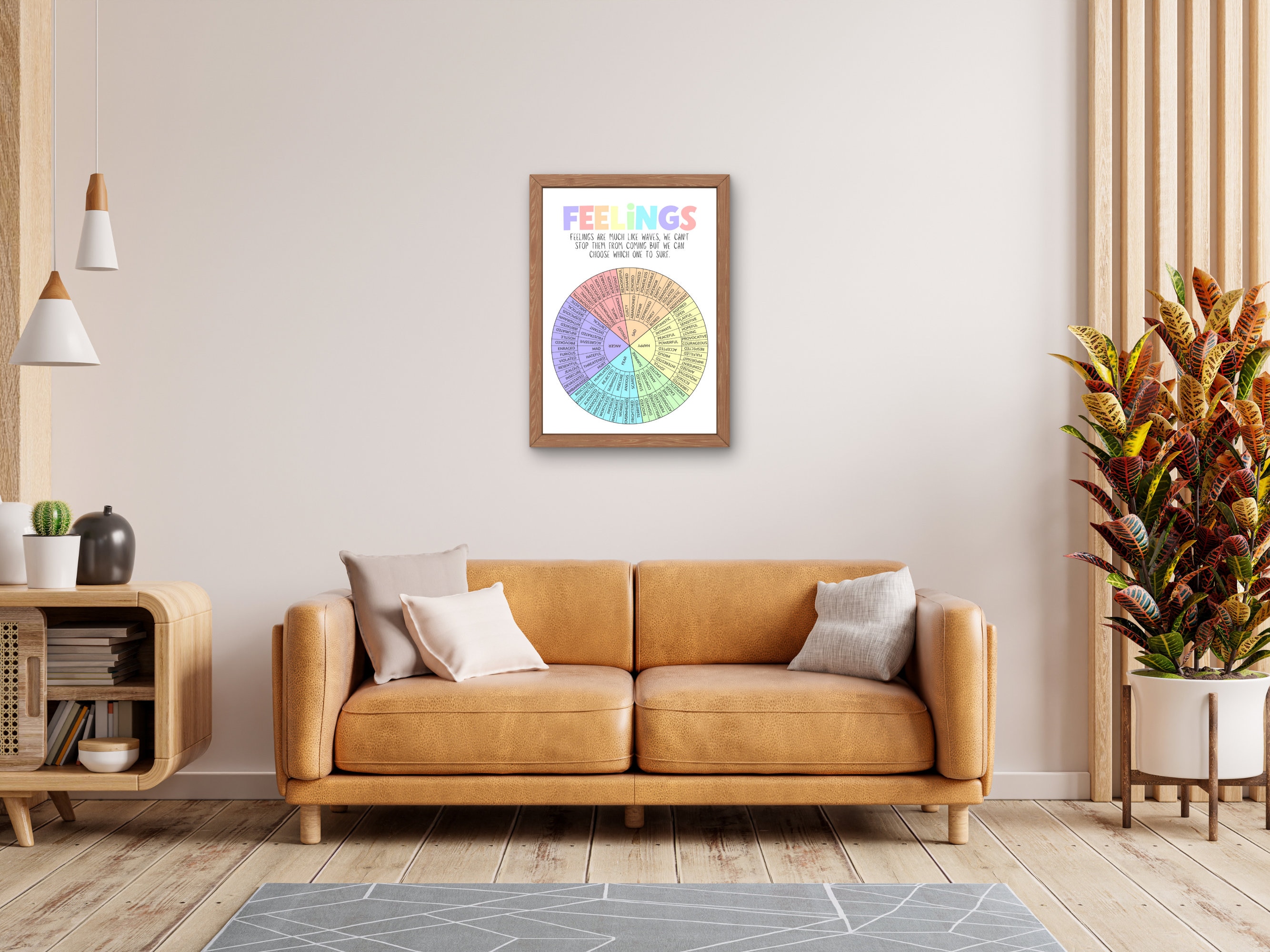 Feeling Wheel Poster, Emotion Wheel Printable, Therapy Tool, Calming ...