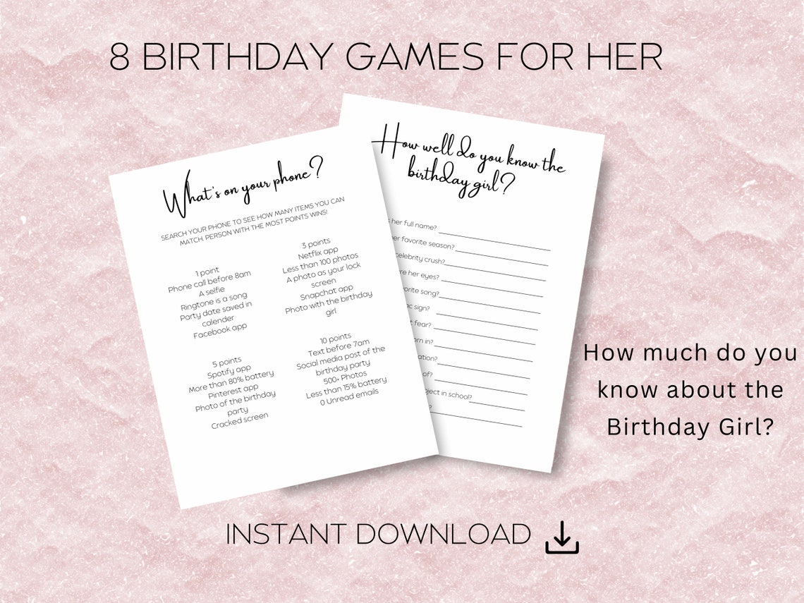 Birthday Girl Games, Birthday Party Games, Adult Birthday Games, Games ...