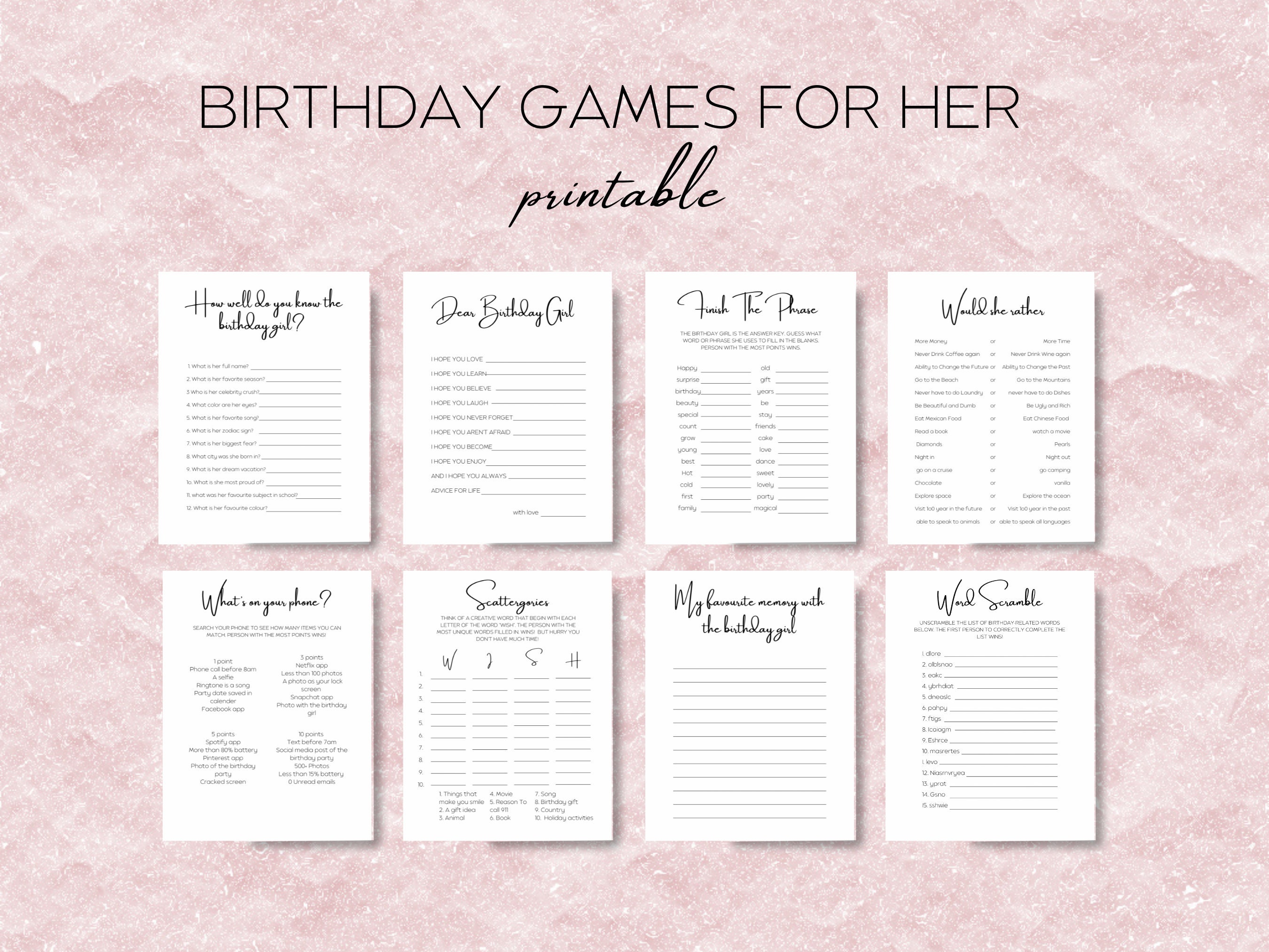 Birthday Girl Games, Birthday Party Games, Adult Birthday Games, Games ...