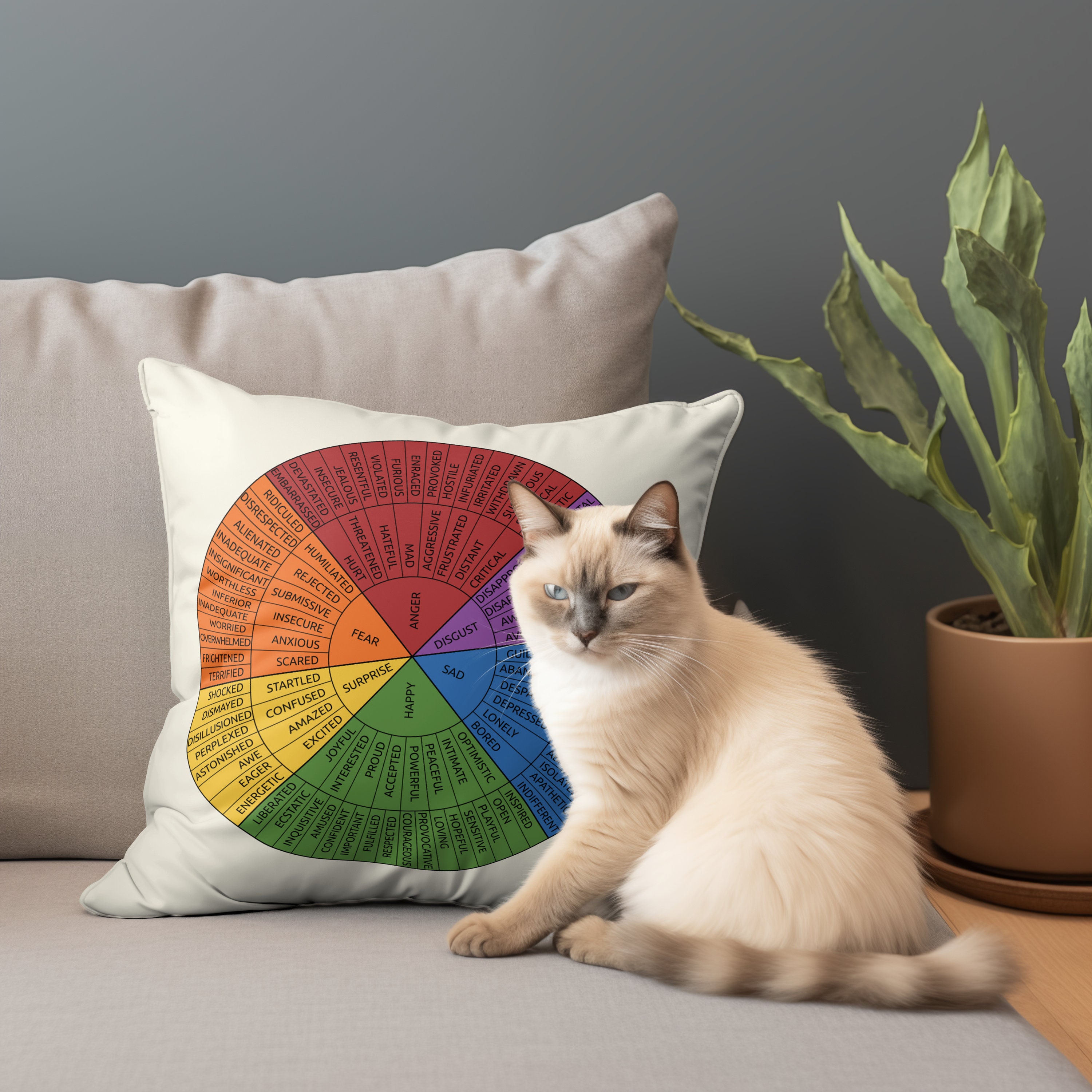 Feelings Pillow, Emotion Wheel Pillow, Therapist Pillow, Meditation ...