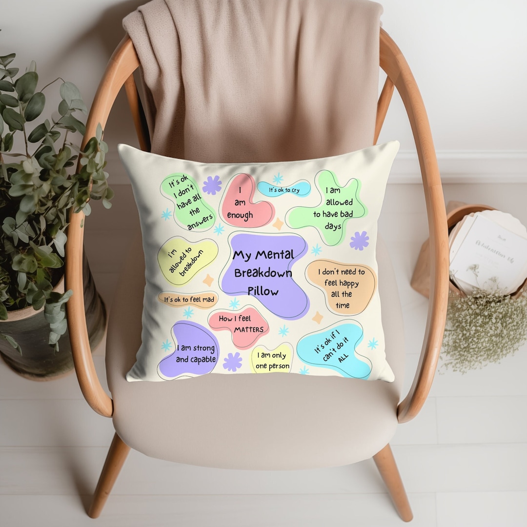 My Mental Breakdown Pillow, Affirmation Pillow, Box Breathing, Anxiety ...