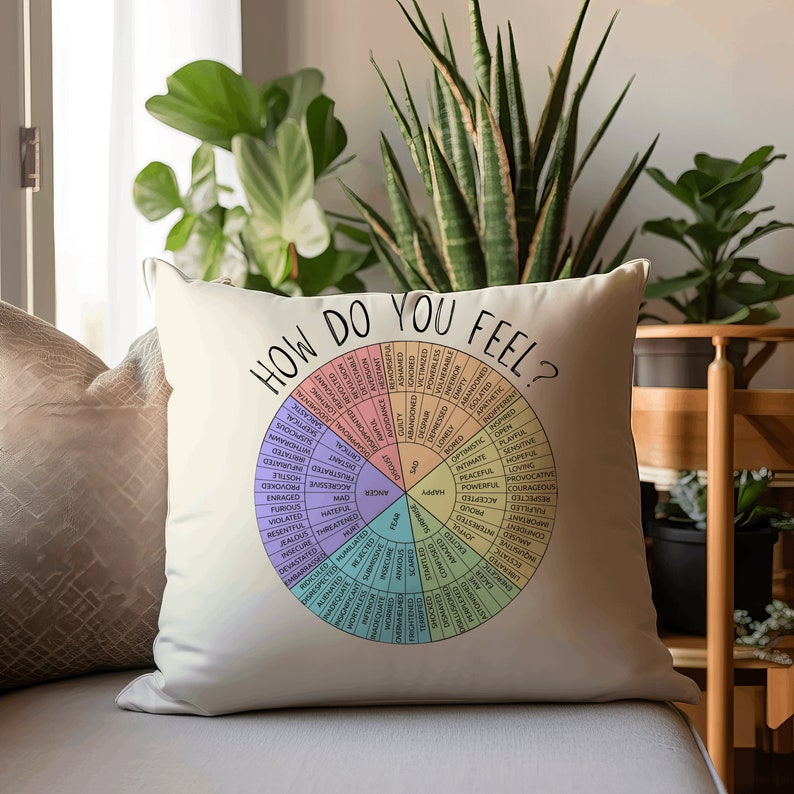 How Do You Feel? Pillow, Emotion Wheel Pillow, Therapist Pillow ...
