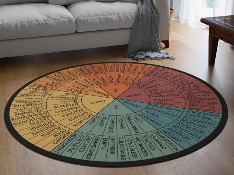 Feelings Rug, Emotion Wheel Rug, Therapist Decor, Feelings Wheel, Wheel ...