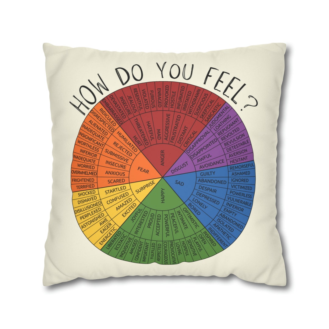 How Do You Feel Pillow, Emotion Wheel Pillow, Therapist Pillow ...