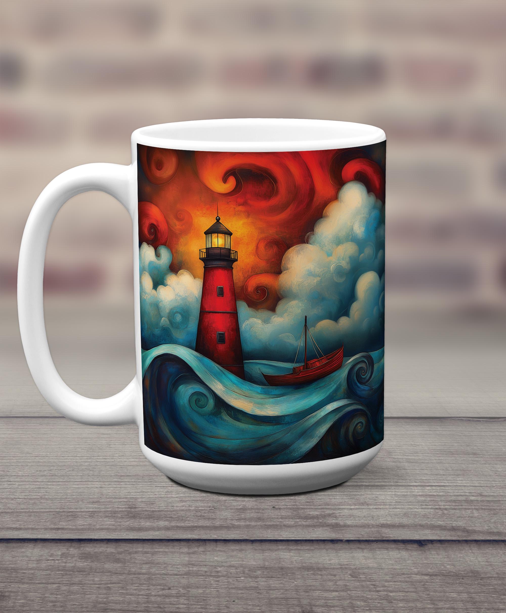 Lighthouse Mug, Ocean Coffee Cup, Lighthouse Gift, Coastal Gift Mug ...